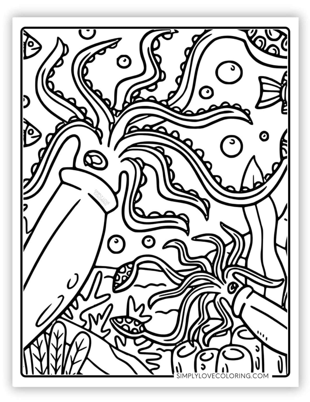 Sea Creatures Coloring Pages (Free PDF Printables) - Simply Love Coloring