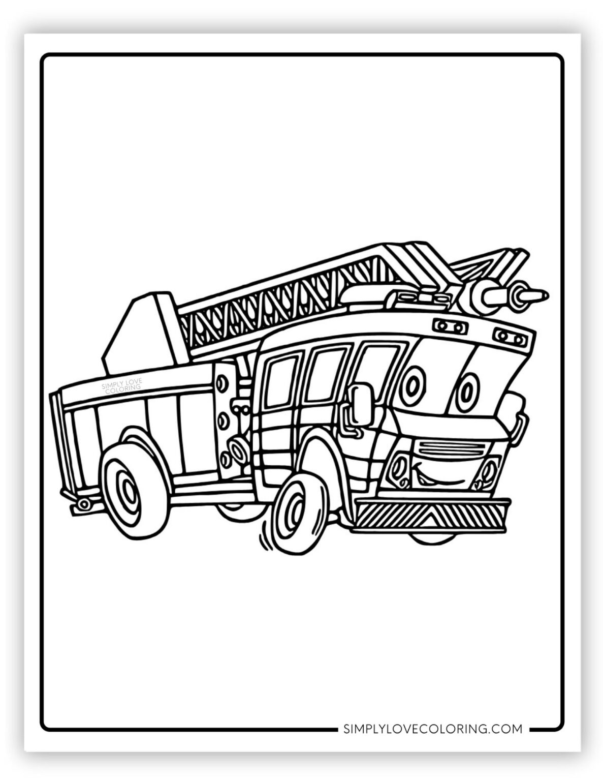 Fire Truck Coloring Pages (Free PDF Printables) - Simply Love Coloring