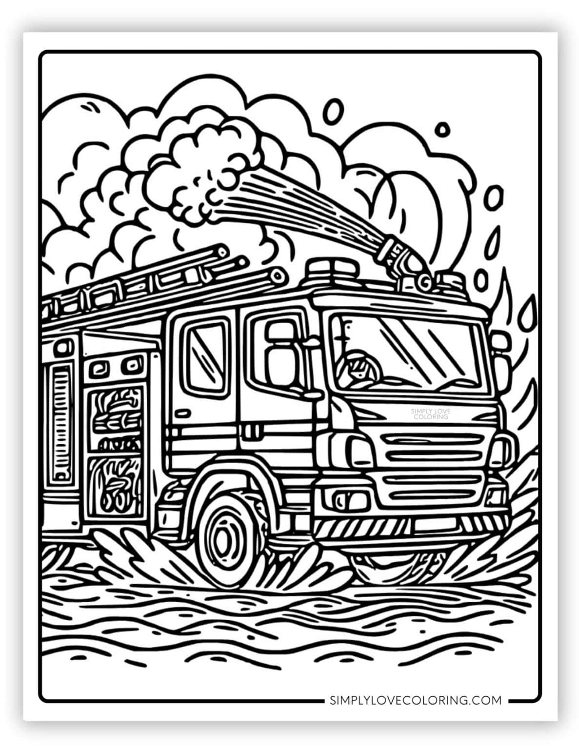 Fire Truck Coloring Pages (Free PDF Printables) - Simply Love Coloring
