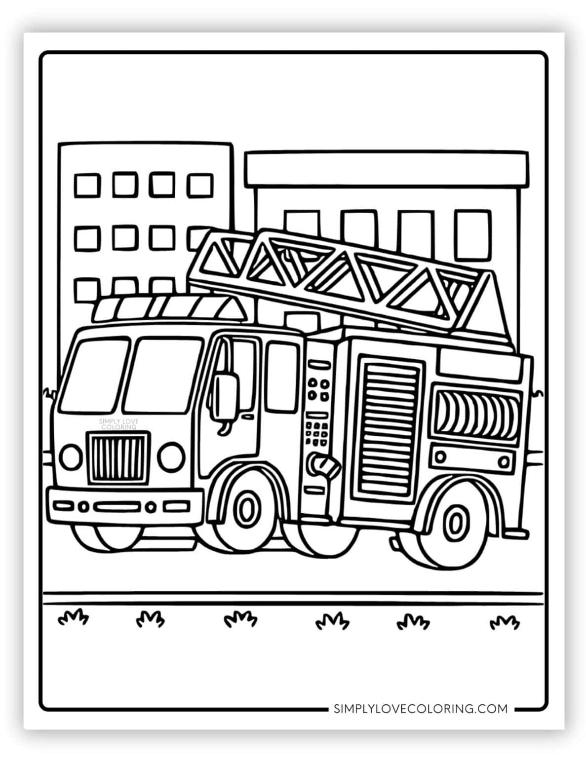 Fire Truck Coloring Pages (Free PDF Printables) - Simply Love Coloring