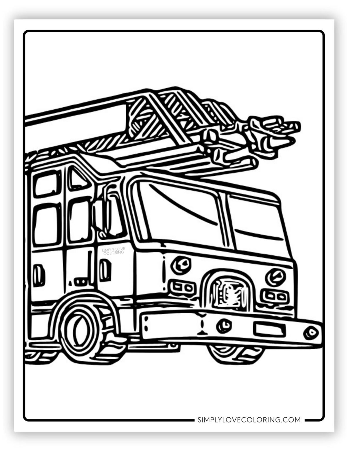Fire Truck Coloring Pages (Free PDF Printables) - Simply Love Coloring