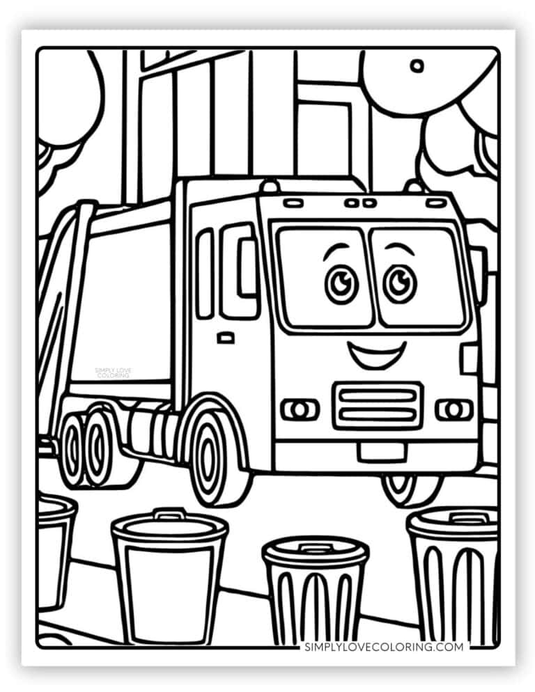 Garbage Truck Coloring Pages (Free PDF Printables) - Simply Love Coloring